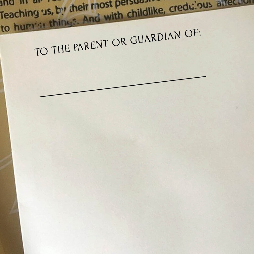 Signature Line to the Parent or Guardian of Stamp, Wooden Stamp - Etsy