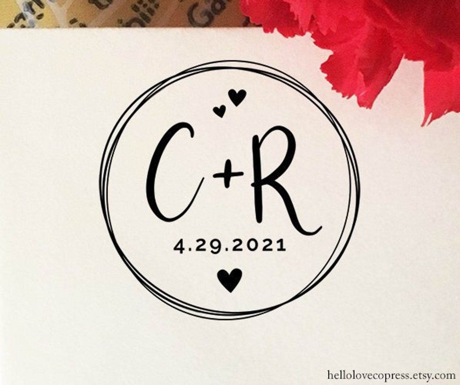 Personalized Initials Stamp Wedding Stamp Self Inking Wood - Etsy