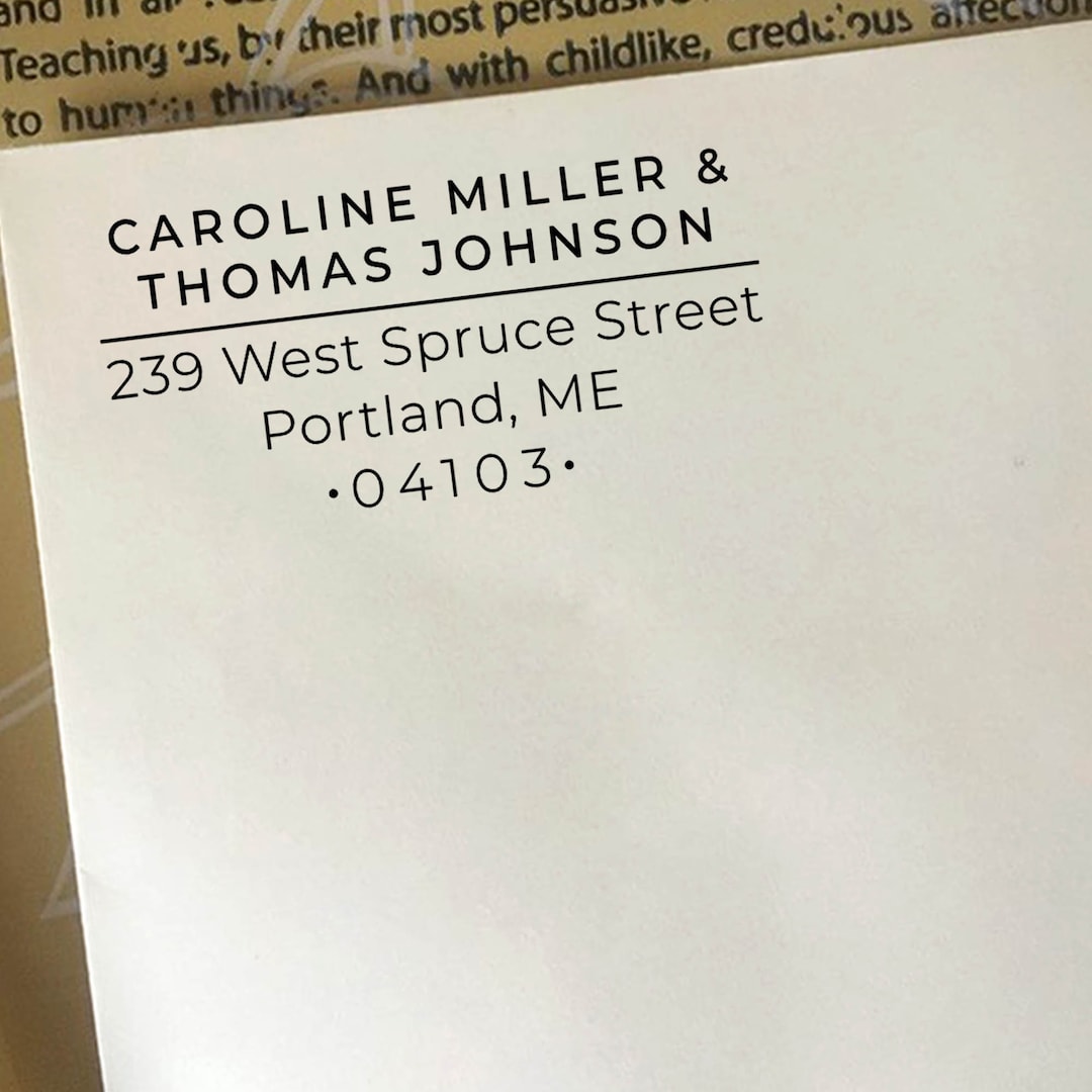 Couple Address Stamp With Two Full Names, Wedding Return Address Stamp ...