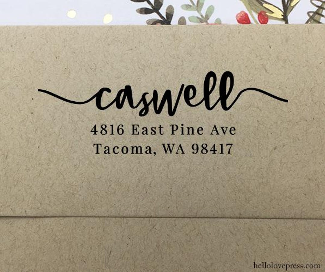 Lowercase Script Address Stamp: Self Inking or Wooden Rubber Stamp - Etsy