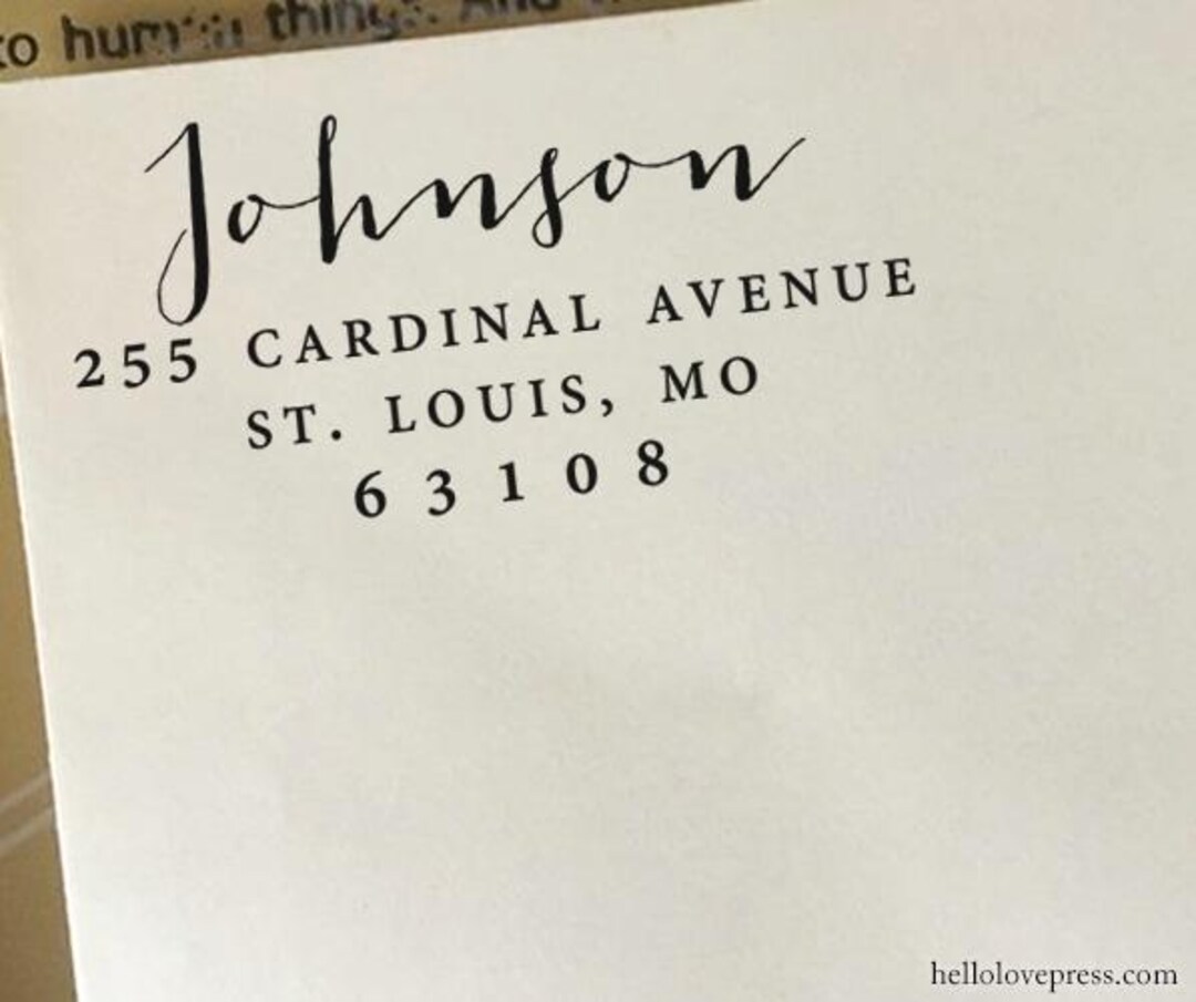 Custom Modern Calligraphy Script Address Stamp, Self-inking or Wooden ...