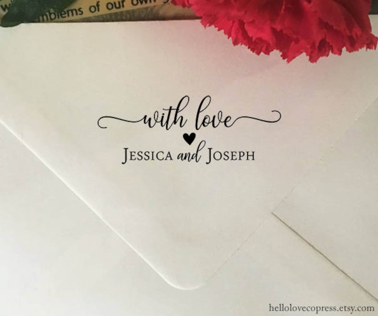 Personalized With Love Stamp Custom Wedding Stamp Wooden or | Etsy