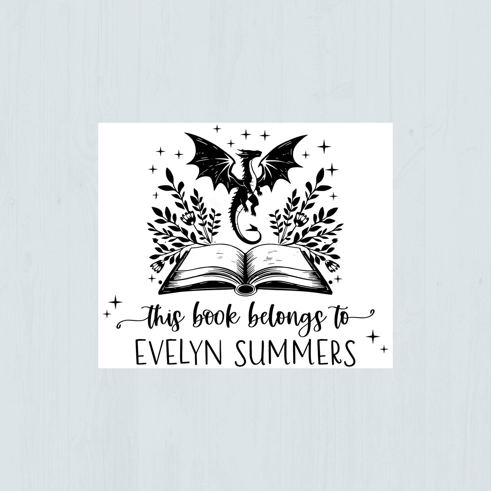 This Book Belongs to Stamp: Personalized Fantasy Dragon Wooden or Self ...