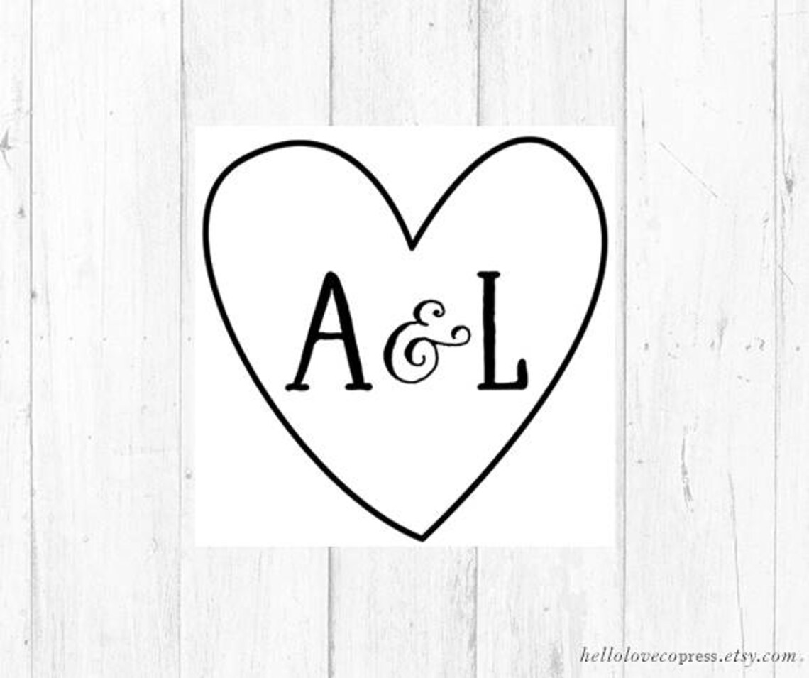 Heart With Initials Stamp Personalized Wedding Stamp Custom - Etsy