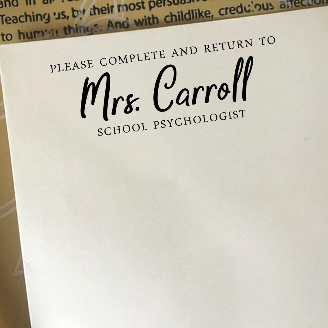 Complete and Return Stamp, Personalized School Psychologist Stamp, Form ...