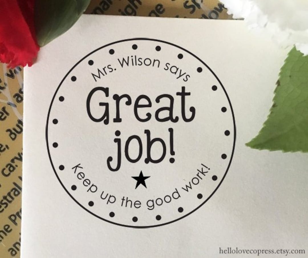GREAT JOB STAMP, Teacher Stamp, Classroom Stamp, Personalized Grading ...