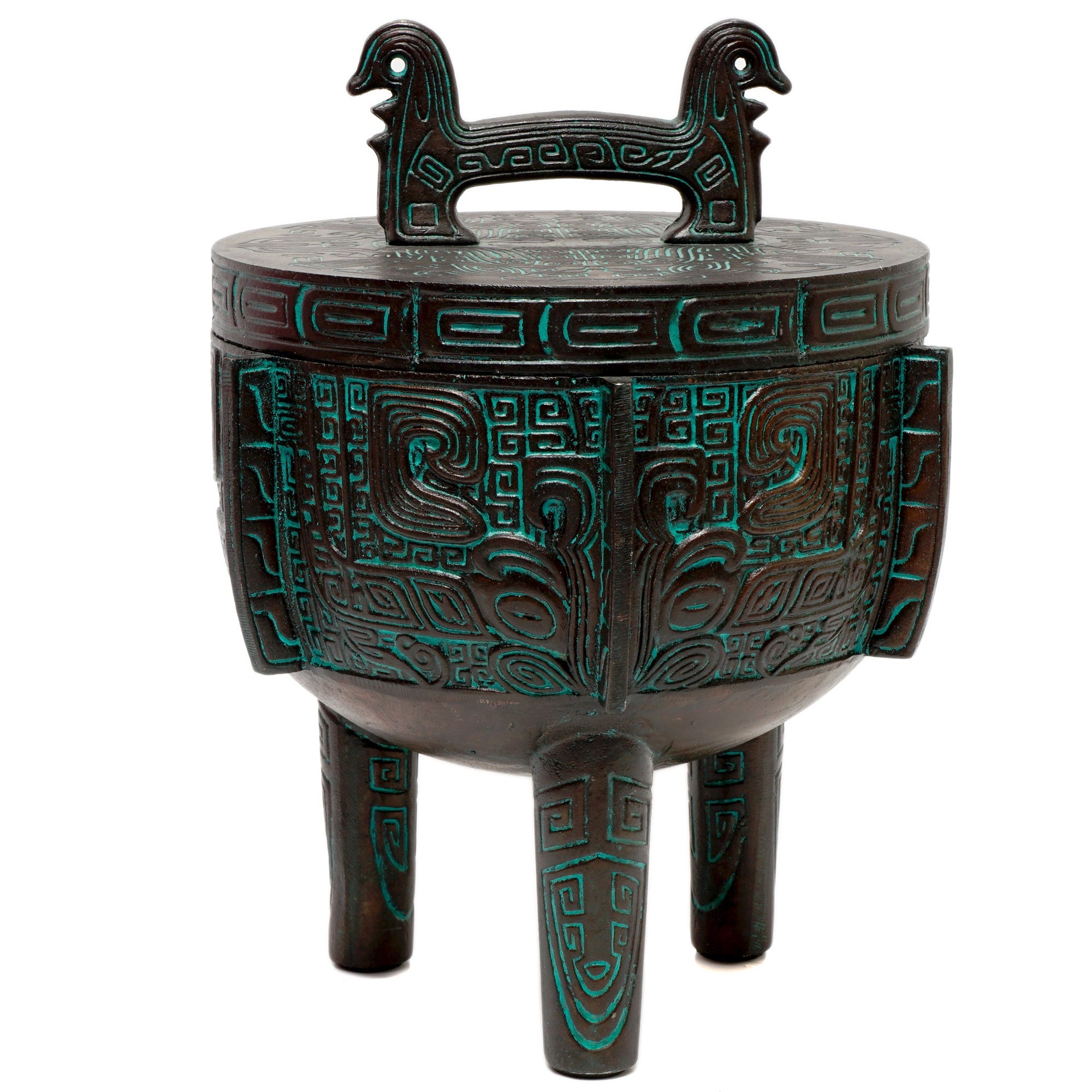 James Mont Bronze Ice Bucket Mid-century Chinese Faux Vertigris Patina ...
