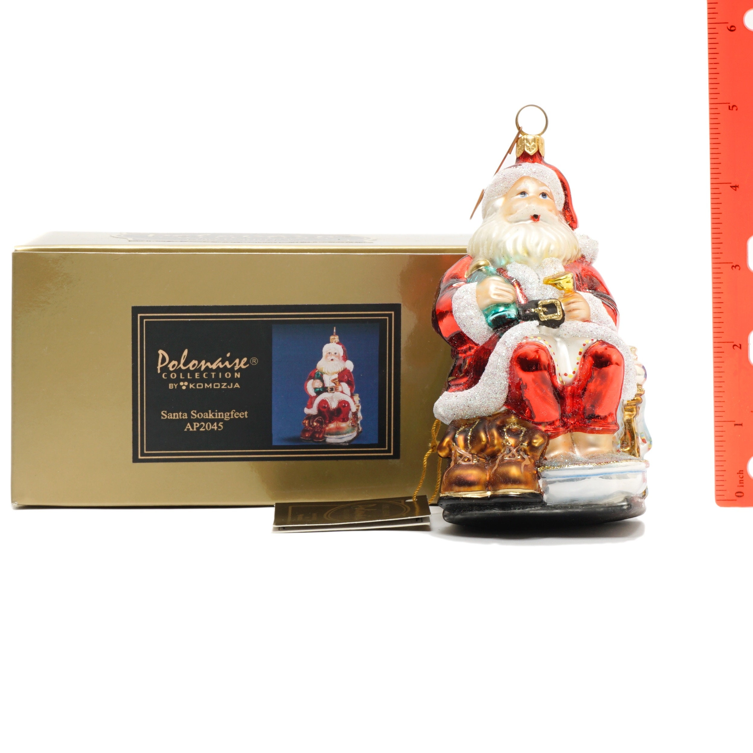 Polonaise Kurt Adler Santa Soaking Feet Glass Christmas Ornament - Etsy