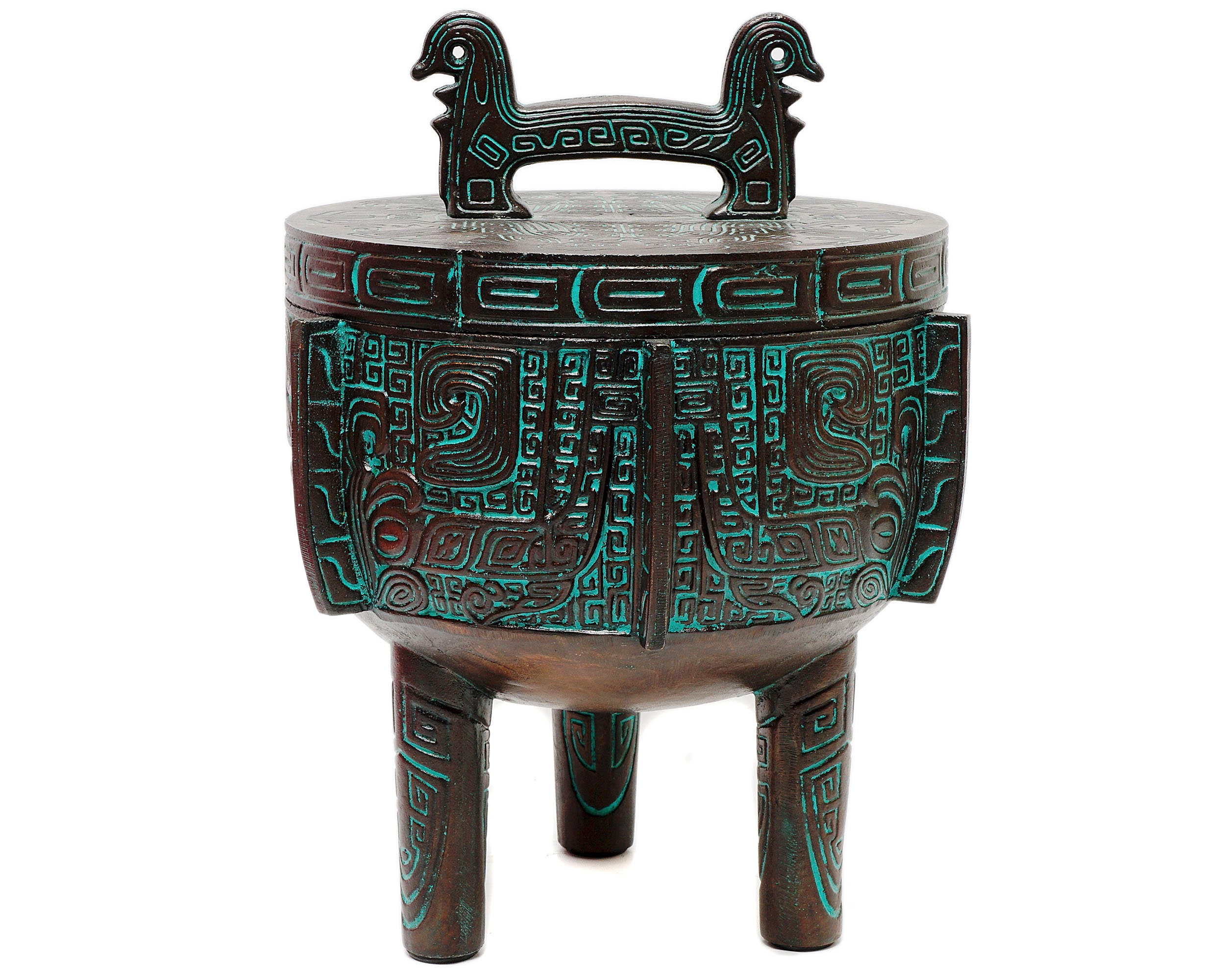 James Mont Bronze Ice Bucket Mid-century Chinese Faux Vertigris Patina ...