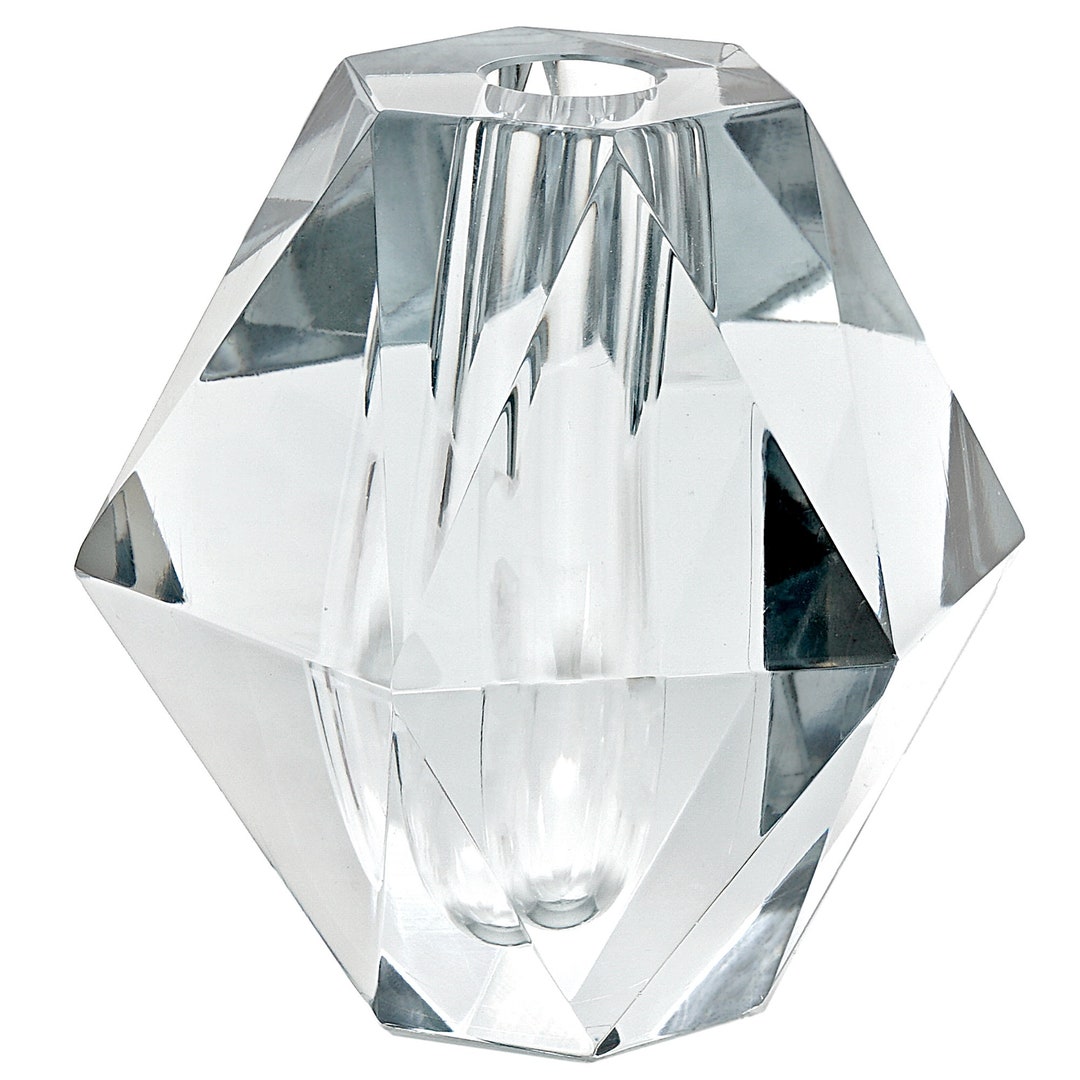 Multi Faceted Crystal Vase Mid Century Modern Art Glass Clear - Etsy