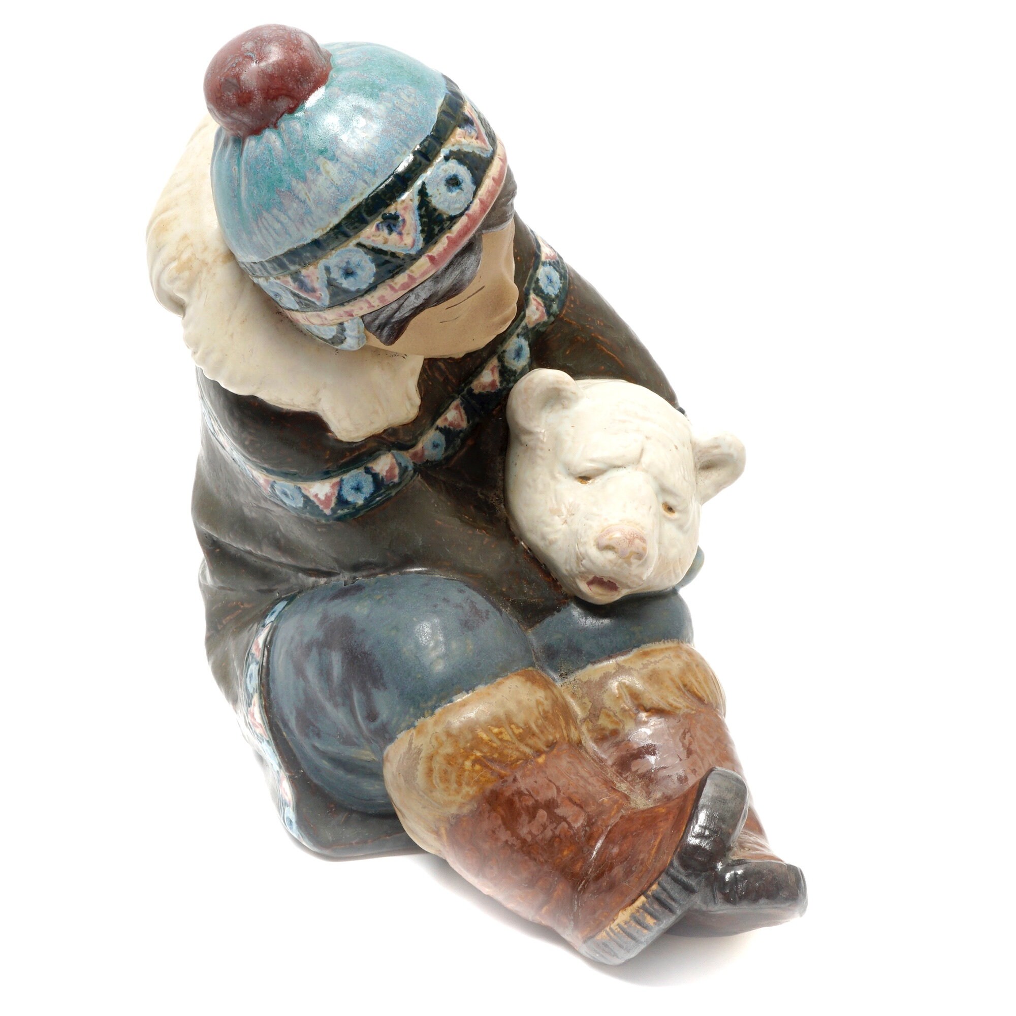 Lladró Gres Porcelain Figurine eskimo Playing Inuit Child Juan Huerta ...