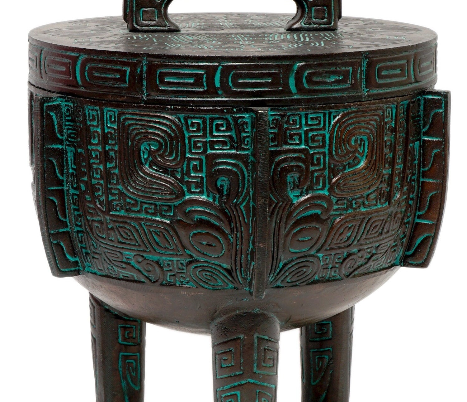 James Mont Bronze Ice Bucket Mid-century Chinese Faux Vertigris Patina ...