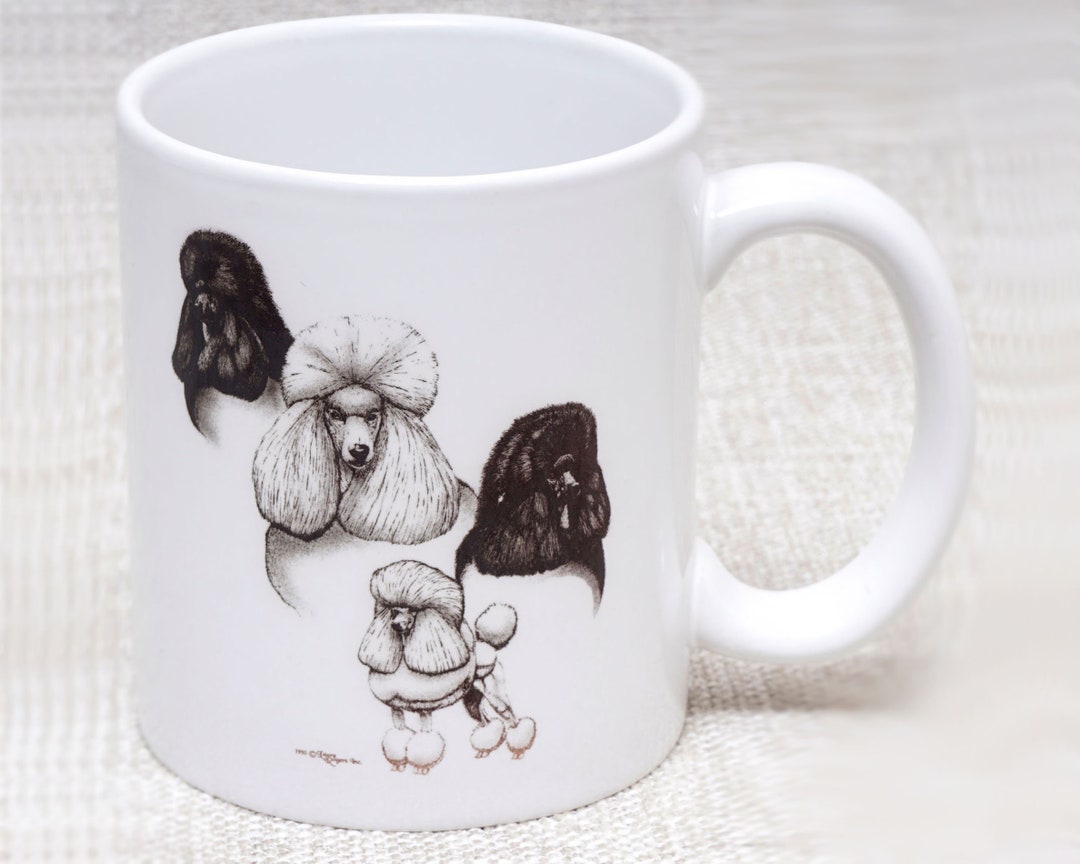 Vintage Standard Poodle Mug: Laura Rogers Black and White Show Dogs - Etsy