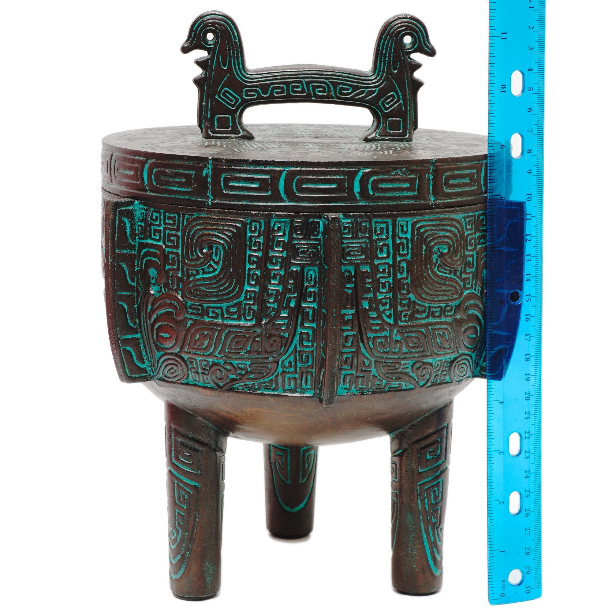 James Mont Bronze Ice Bucket Mid-century Chinese Faux Vertigris Patina ...