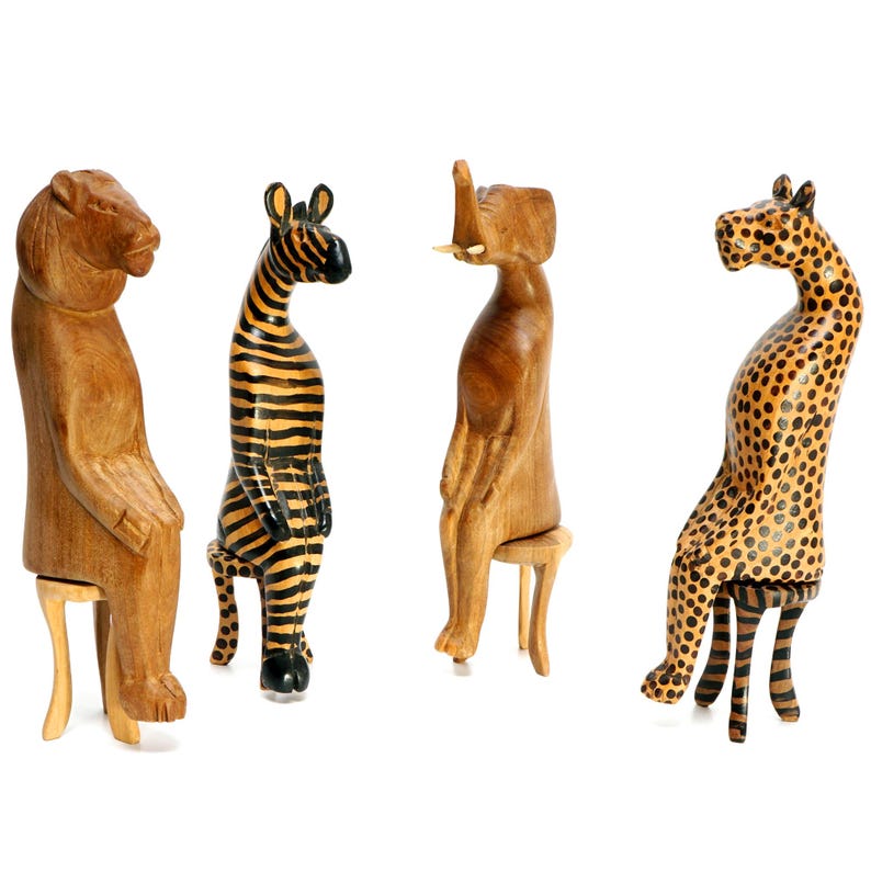 Kenya Artisan Hand-carved Wood Figures Mahogany African Safari Animal ...