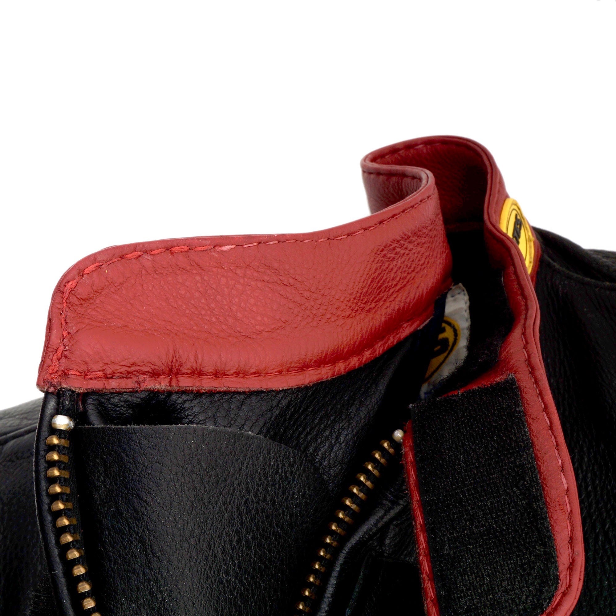 BATES Custom Leathers Motorcycle Jacket: Black & Red Reinforced Leather ...