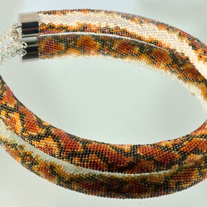 Python Necklace,snake Print Snake Bead Crochet Rope Chocker Necklace ...