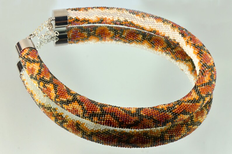 Python Necklace,snake Print Snake Bead Crochet Rope Chocker Necklace ...