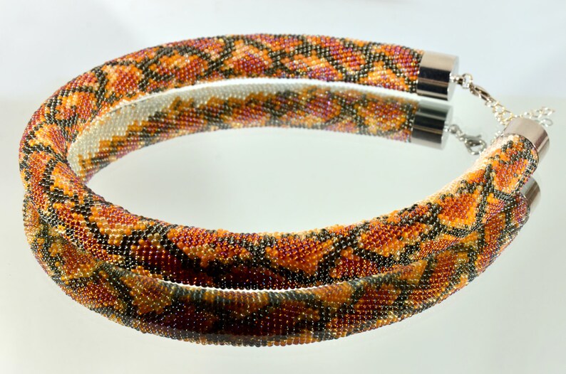 Python Necklace,snake Print Snake Bead Crochet Rope Chocker Necklace ...