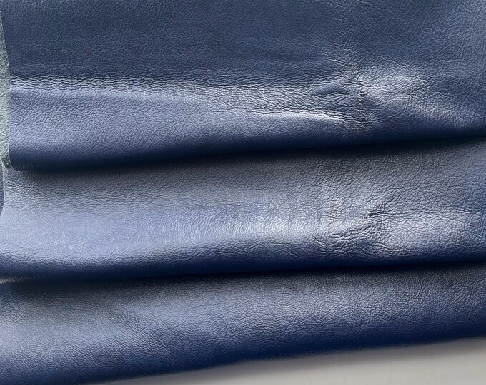 Large Royal Blue Leather Full Grain Semi Aniline Leather Upholstery ...