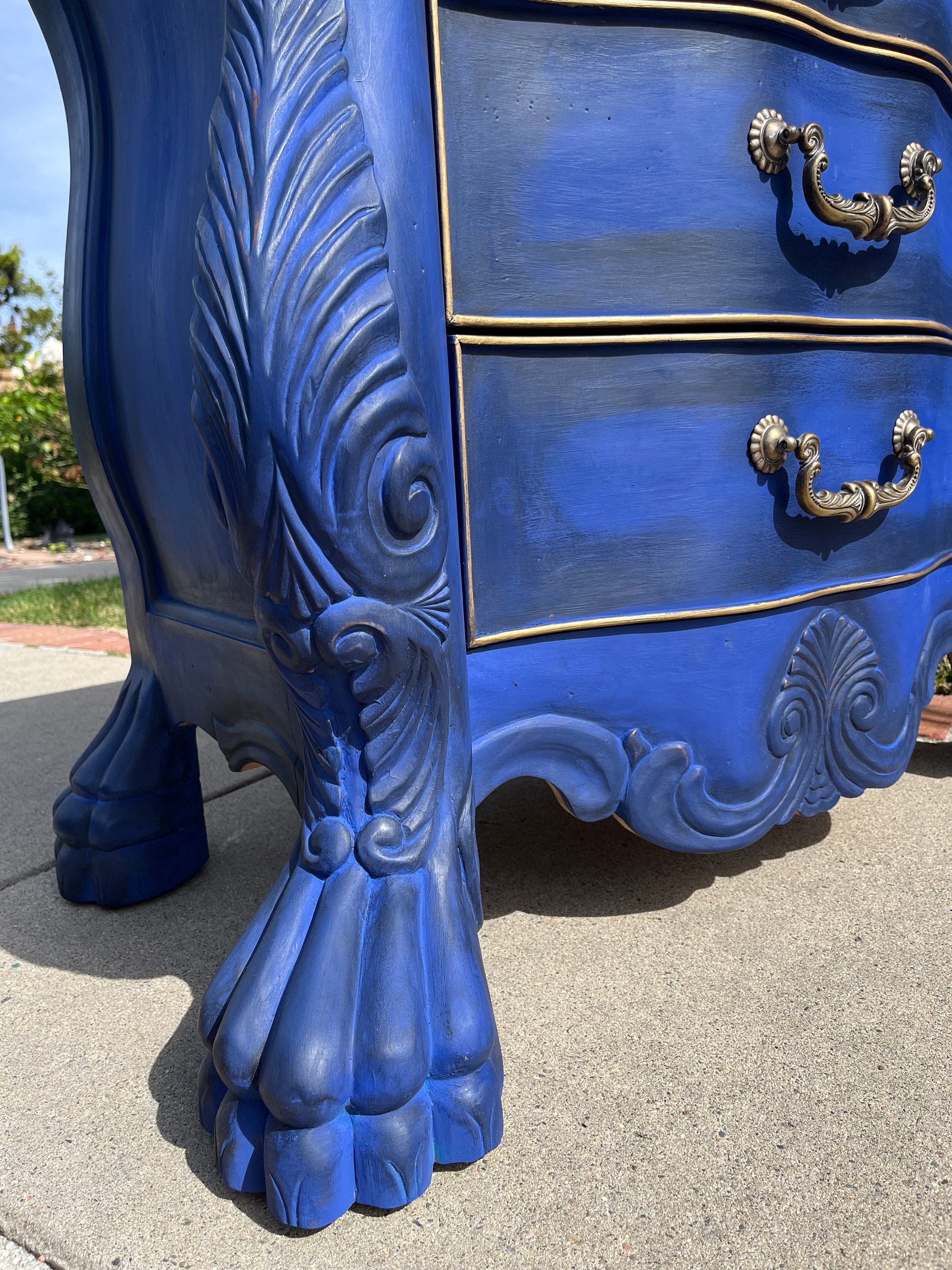 Bombe Chest of Drawers Dresser Vintage Italian Claw Foot Cobalt Blue ...