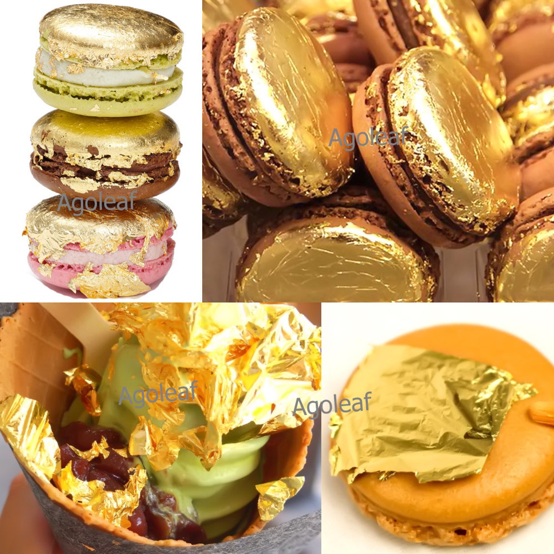 100pcs Edible Gold Leaf Sheets 24K 100% Pure Cake Decoration Macaroon ...
