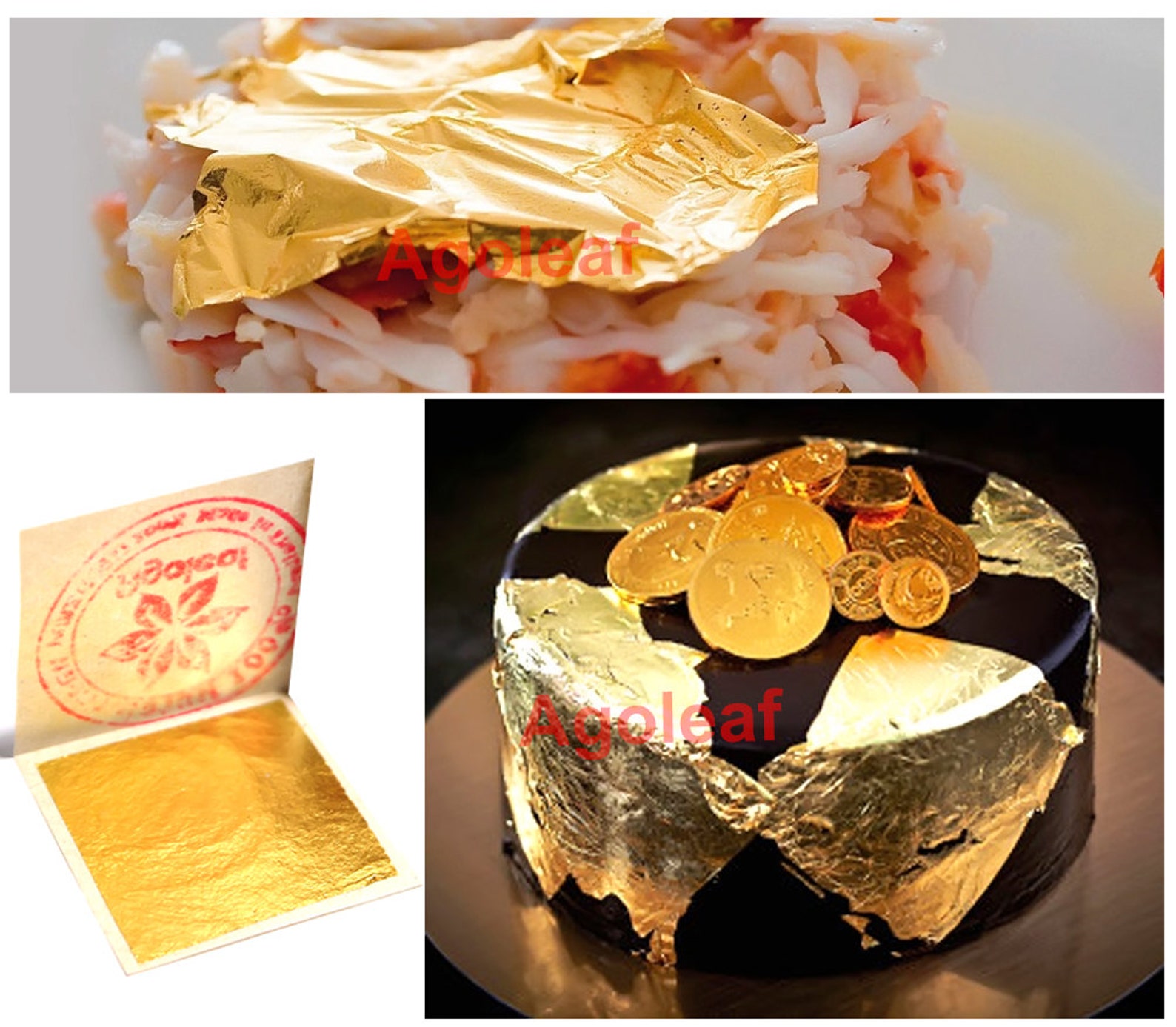 100pcs Edible Gold Leaf Sheets 24K 100% Pure Cake Decoration Macaroon ...