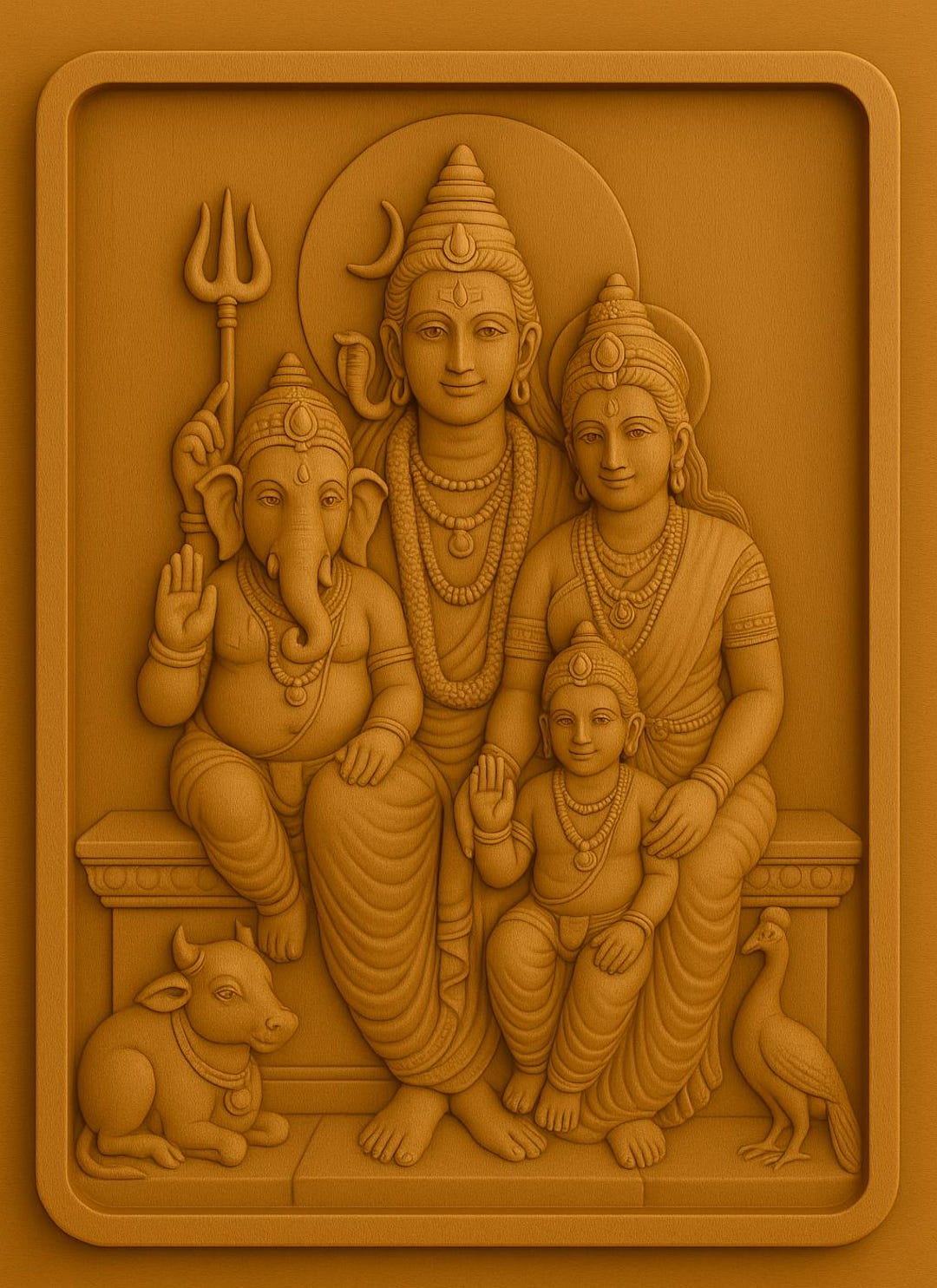 Lord Shiva Family Wall Art | Shankar Parvati Idol With Ganesha ...