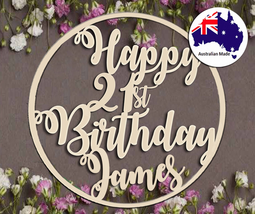 Custom MDF Happy Birthday Sign Hoop Wooden Ring Circle Personalised ...