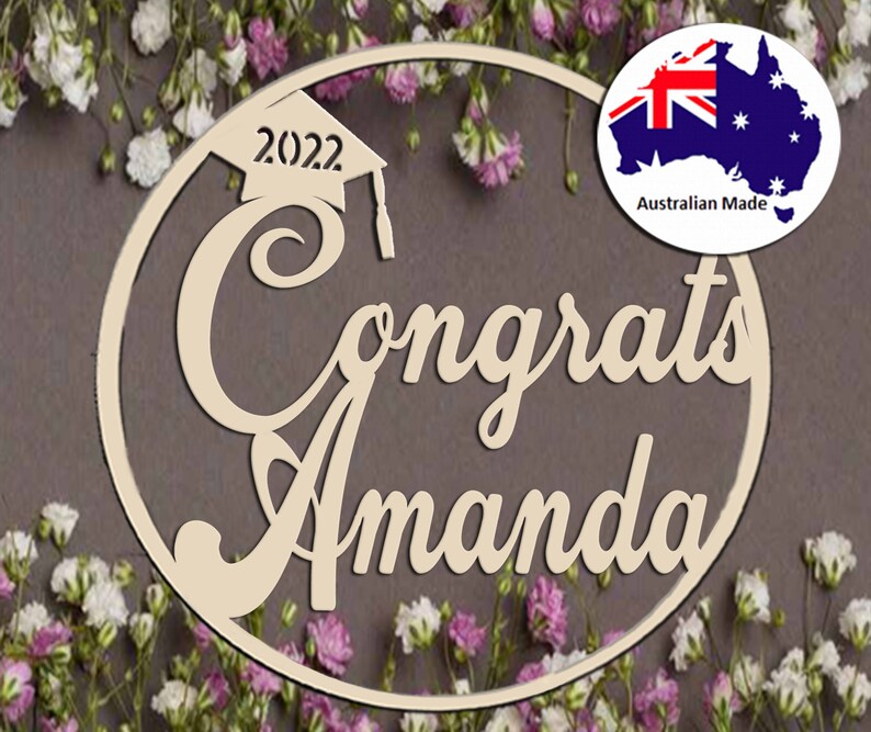 Personalised MDF Graduation Party Sign Hoop Wooden Ring Congrats Grad ...