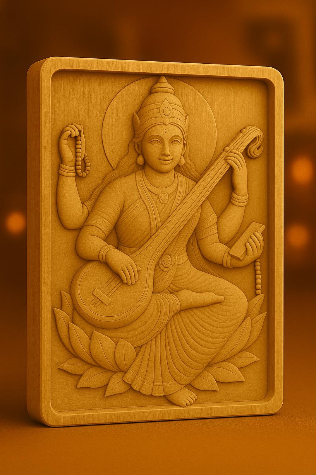 Saraswati Devi Wall Art | Sharada Devi | Vagdevi | Vidya Devi Wooden ...