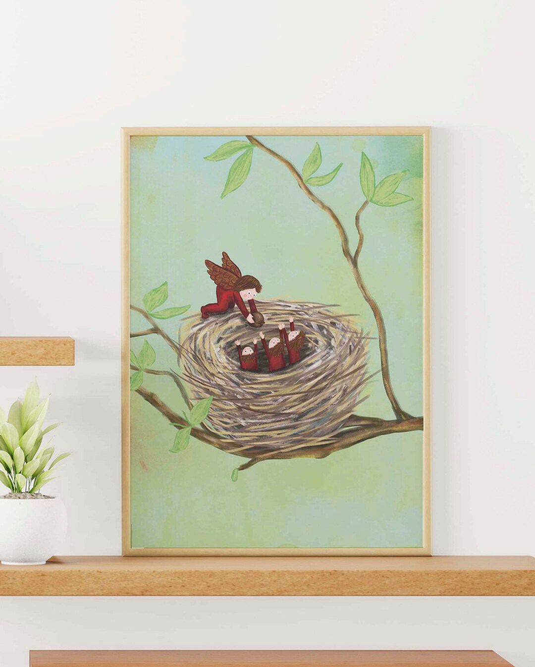 Nest Art Print, Birds Nest Wall Art, Baby Bird Painting A3/A4/A5 ...