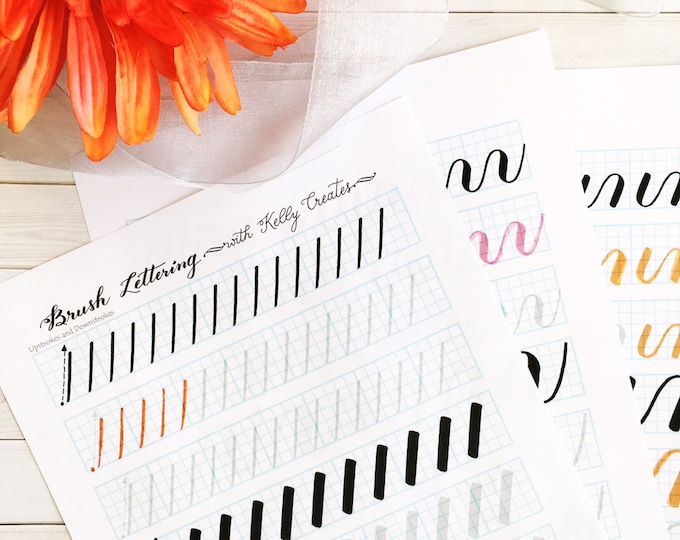 A Z Brush Lettering Worksheets: Lowercase Alphabet for Large Brush Pens ...