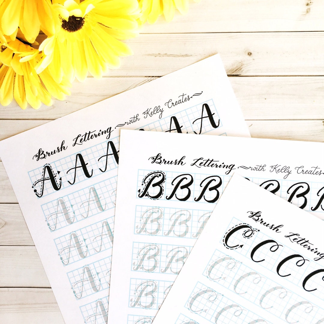 Capital Letters Brush Lettering (uppercase) Practice Sheets for Large ...