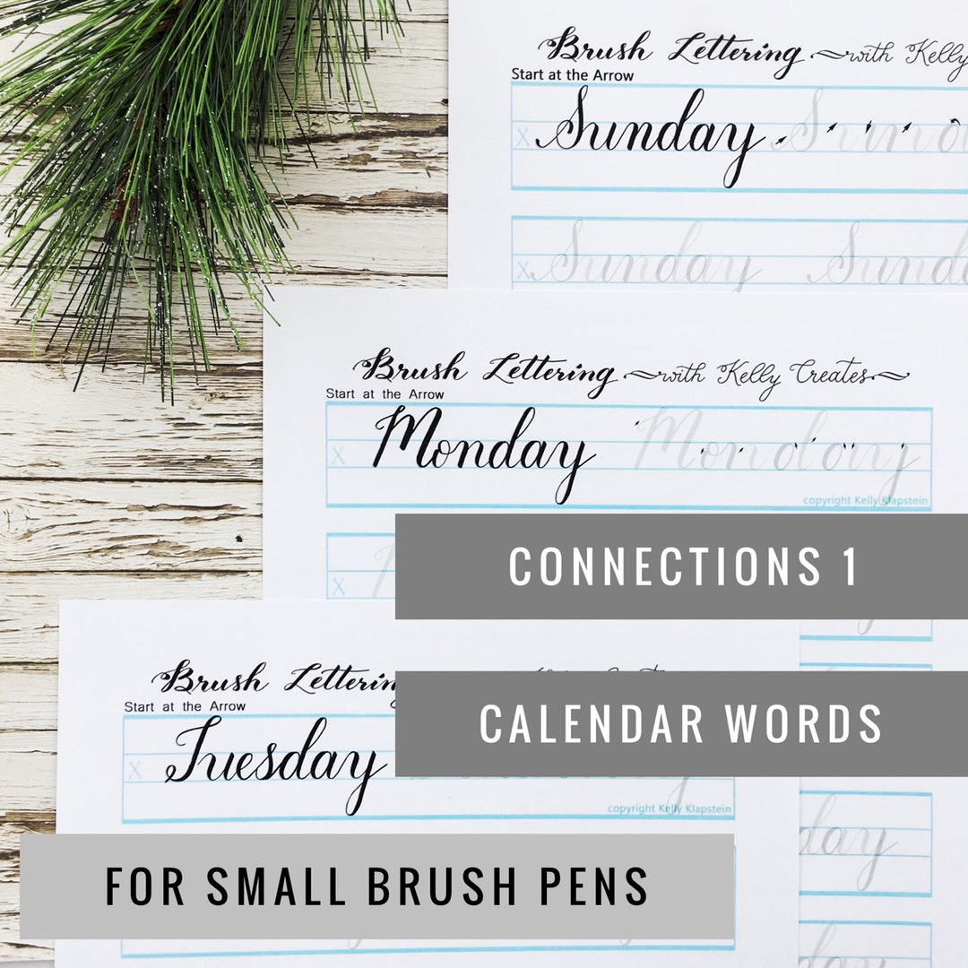 Connections 1: Calendar Words Worksheets for Small Brush Pens - Etsy