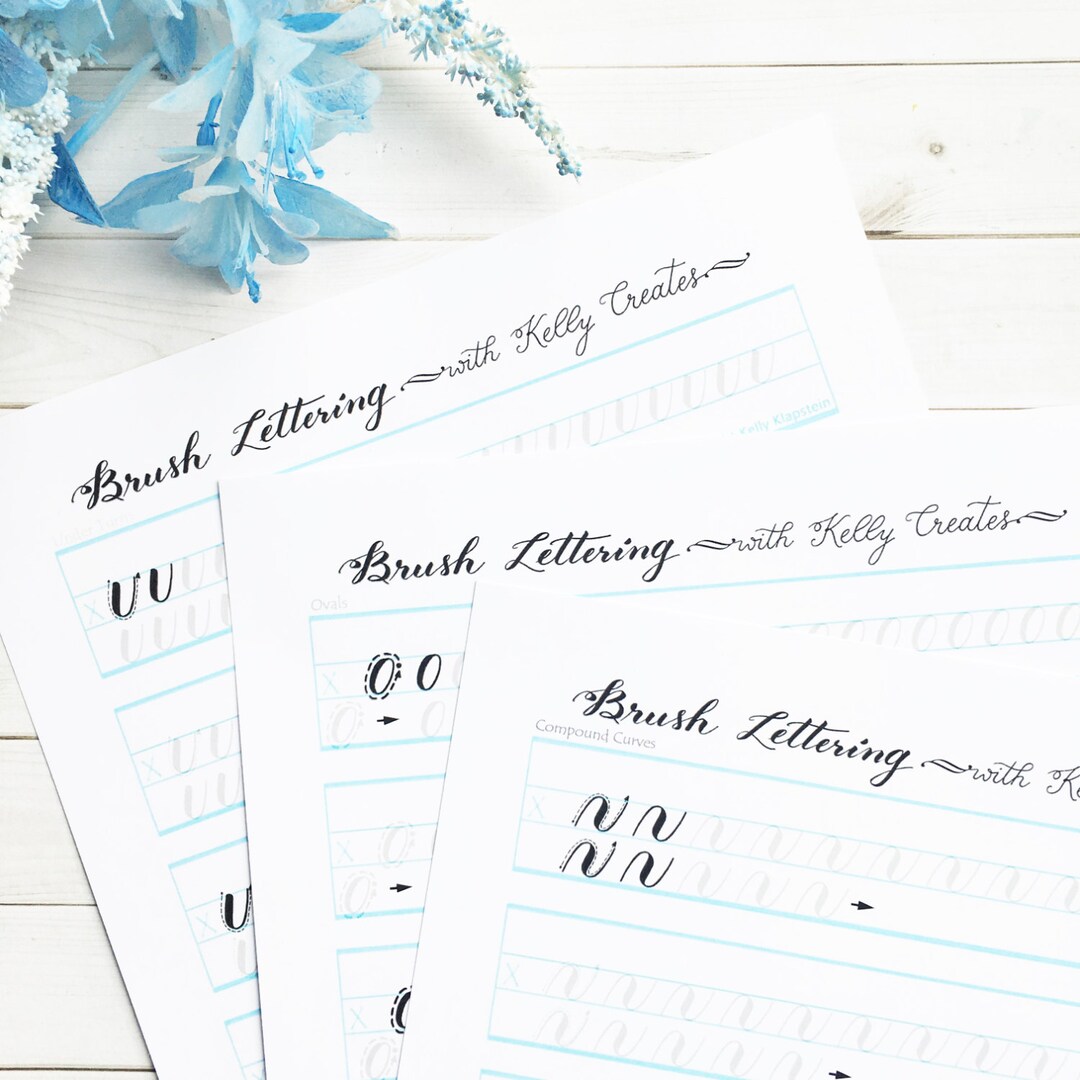 Brush Lettering Practice Worksheets DRILLS for Small Brush Pens - Etsy
