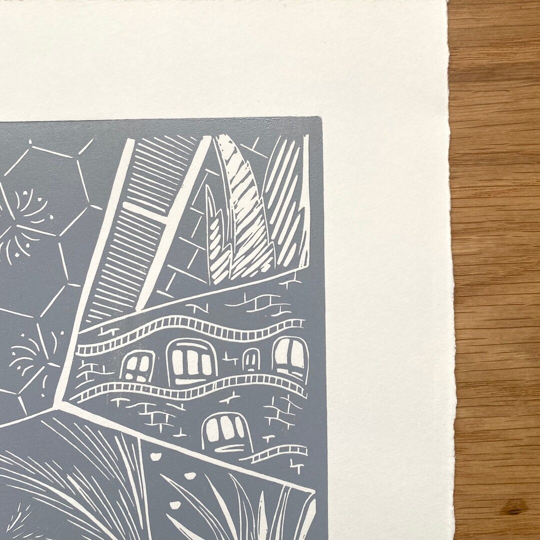 A Simple Beginning Original Lino Print of Barcelona - Etsy