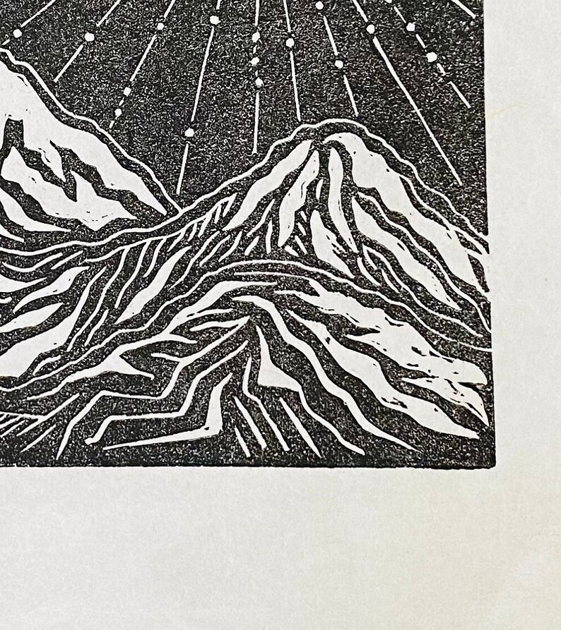 Original Linocut 'moonlight' Handprinted Lino Print on Natural Papers ...