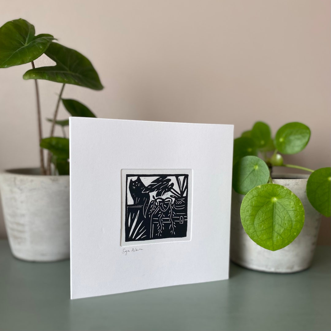Original Linocut 'treasure Chest' Card, Handprinted Mini-lino Print ...