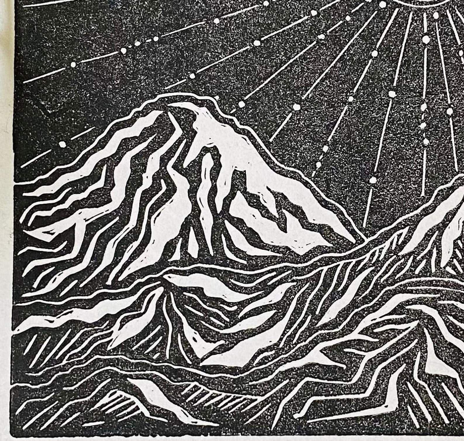 Original Linocut 'moonlight' Handprinted Lino Print on Natural Papers ...