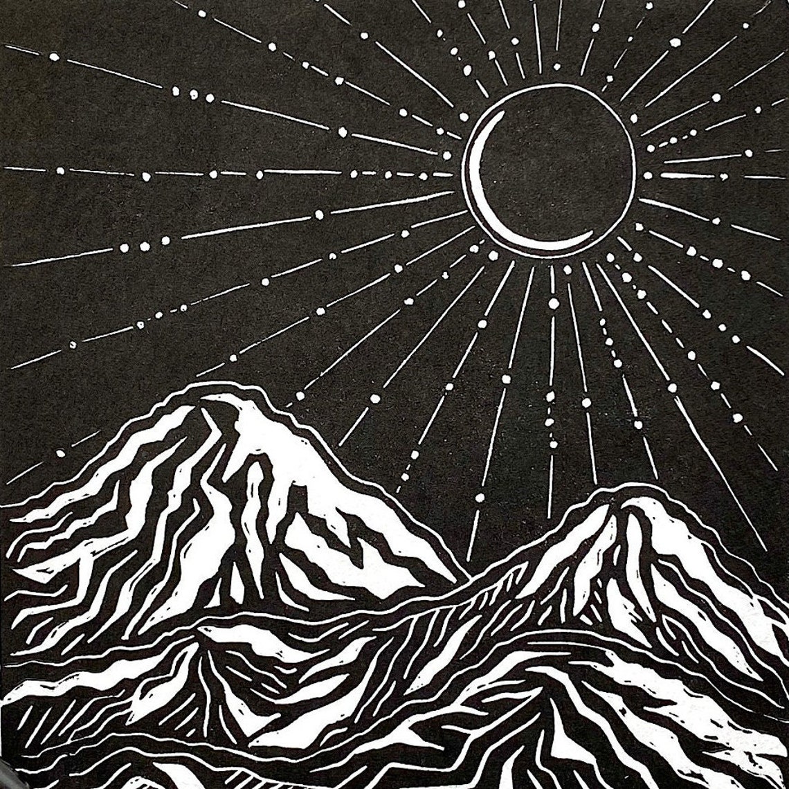 Original Linocut 'moonlight' Handprinted Lino Print on Natural Papers ...