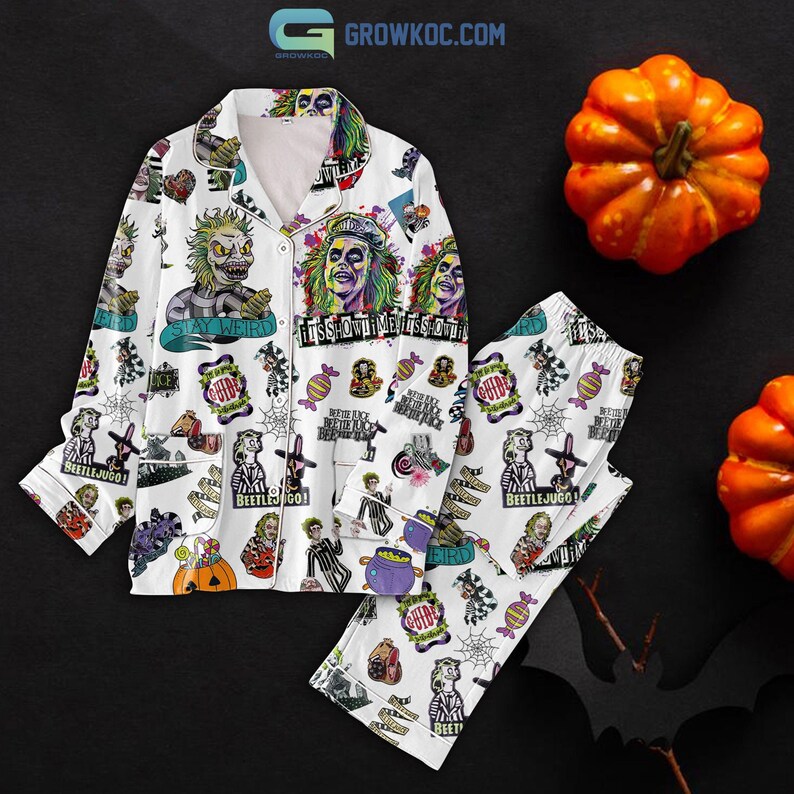 Beetlejuice Stay Weird It's Show Time Pajamas Set - Etsy UK