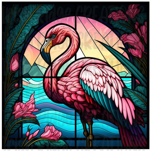 Flamingo Glass Art Etsy
