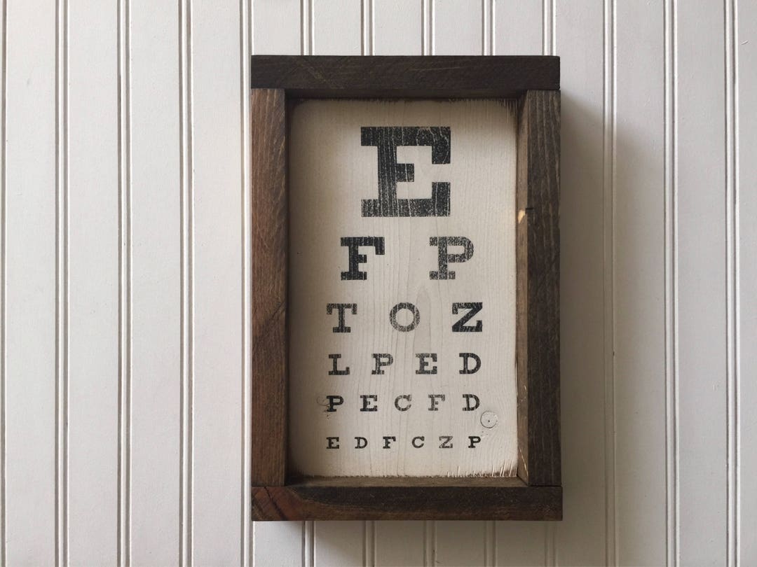 Vintage Eye Chart Sign, Home Decor, Wood Sign, Farmhouse Style Sign ...