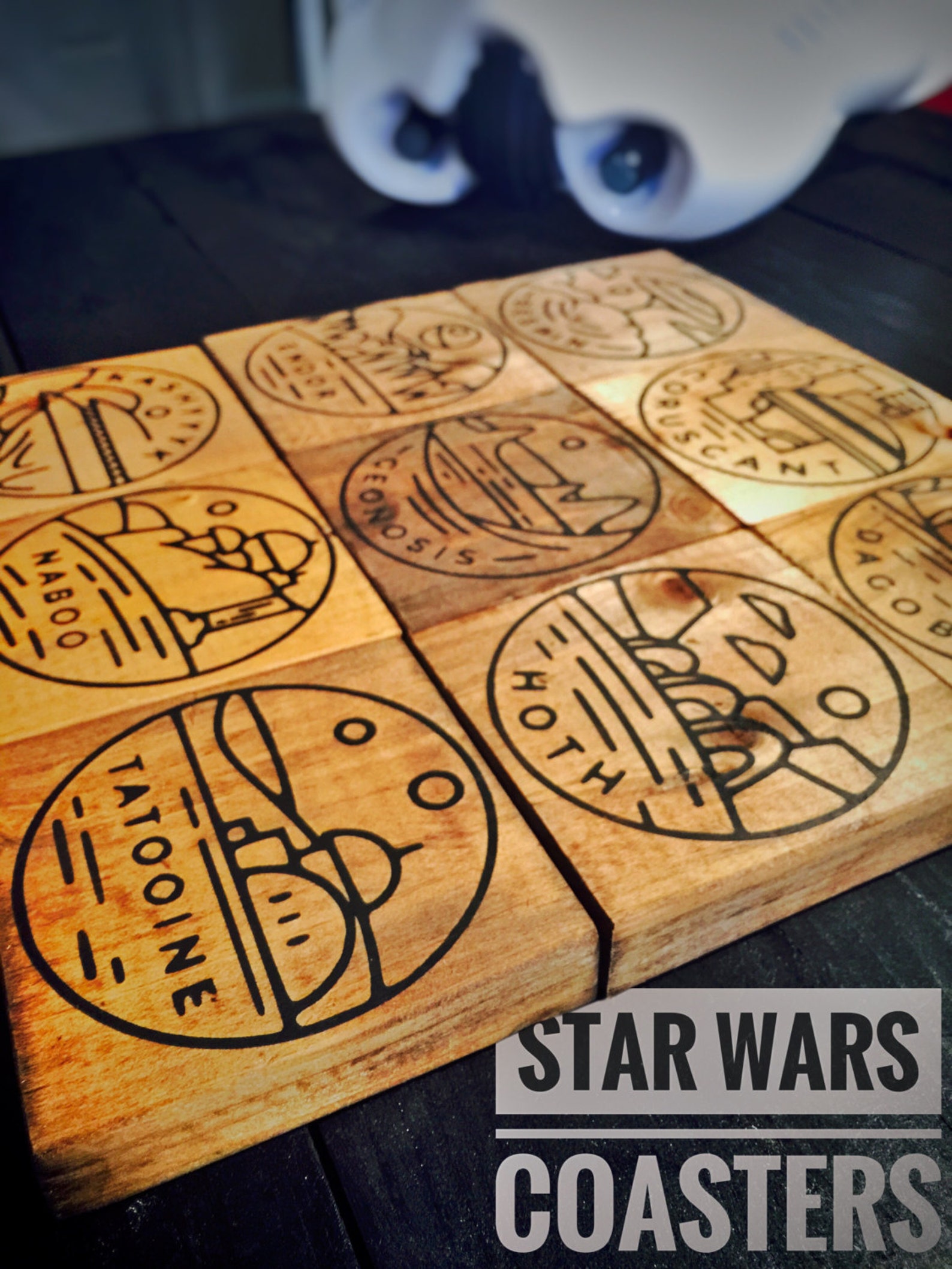 SW Planet Reclaimed Wood Coasters Gifts Under 20 Nerd Gift | Etsy