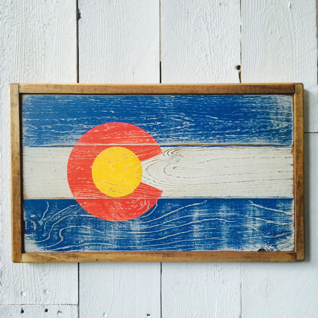 Colorado State Flag Wall Decor, Rustic Farmhouse Home Decor, Reclaimed ...