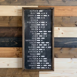 Vintage Morse Code Sign, Phonetic Alphabet, ABC Sign, Farmhouse Style ...