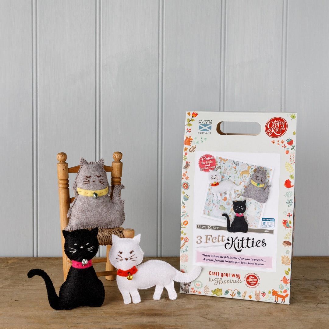Three Felt Kitties Sewing Craft Kit - Etsy