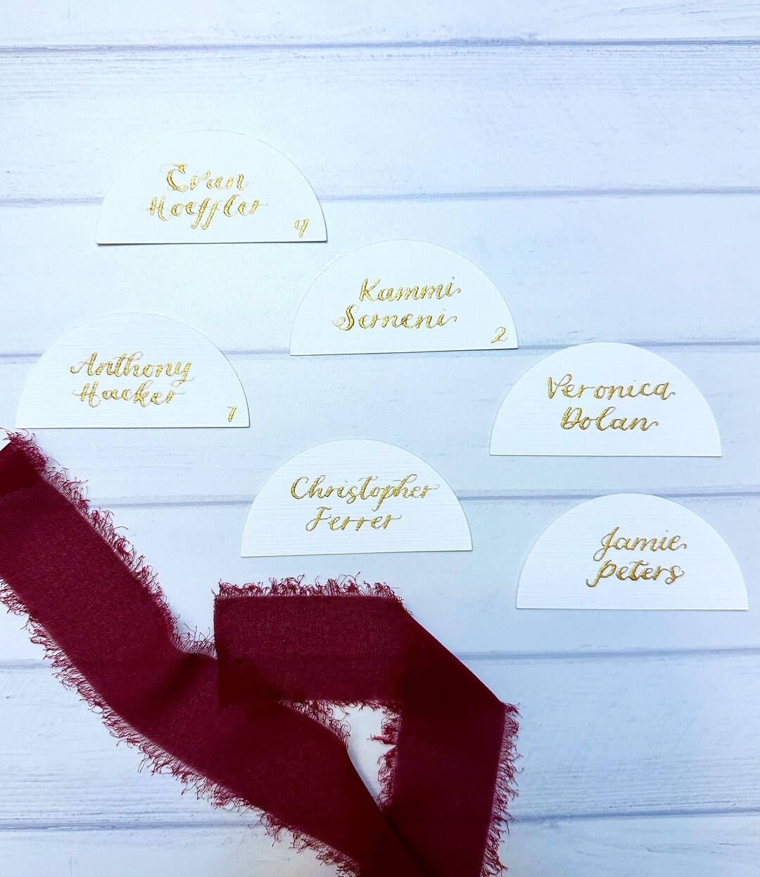 Hand Calligraphy Half Moon Place Cards | Wedding Seating Place Cards ...