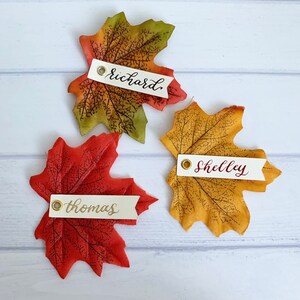 Faux Maple Leaf Place Card + Calligraphy Place Cards + Fall Wedding ...
